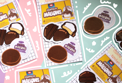 Choco Mallows Die cut sticker pack by Dinebanana laminated with glossy ...