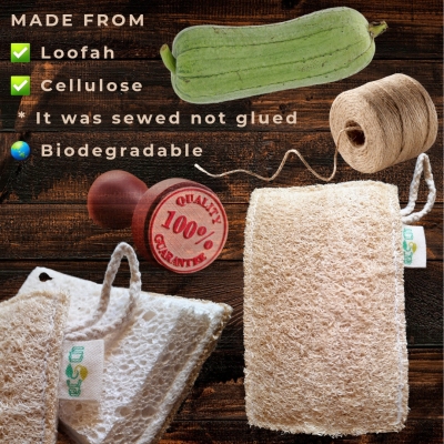 eLSCh Biodegradable Sponge Loofah with Hanging Rope for Cleaning Smooth ...