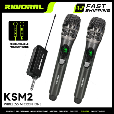 RIWORAL KSM2 UHF Handheld 2pcs Wireless microphone Rechargeable mike ...