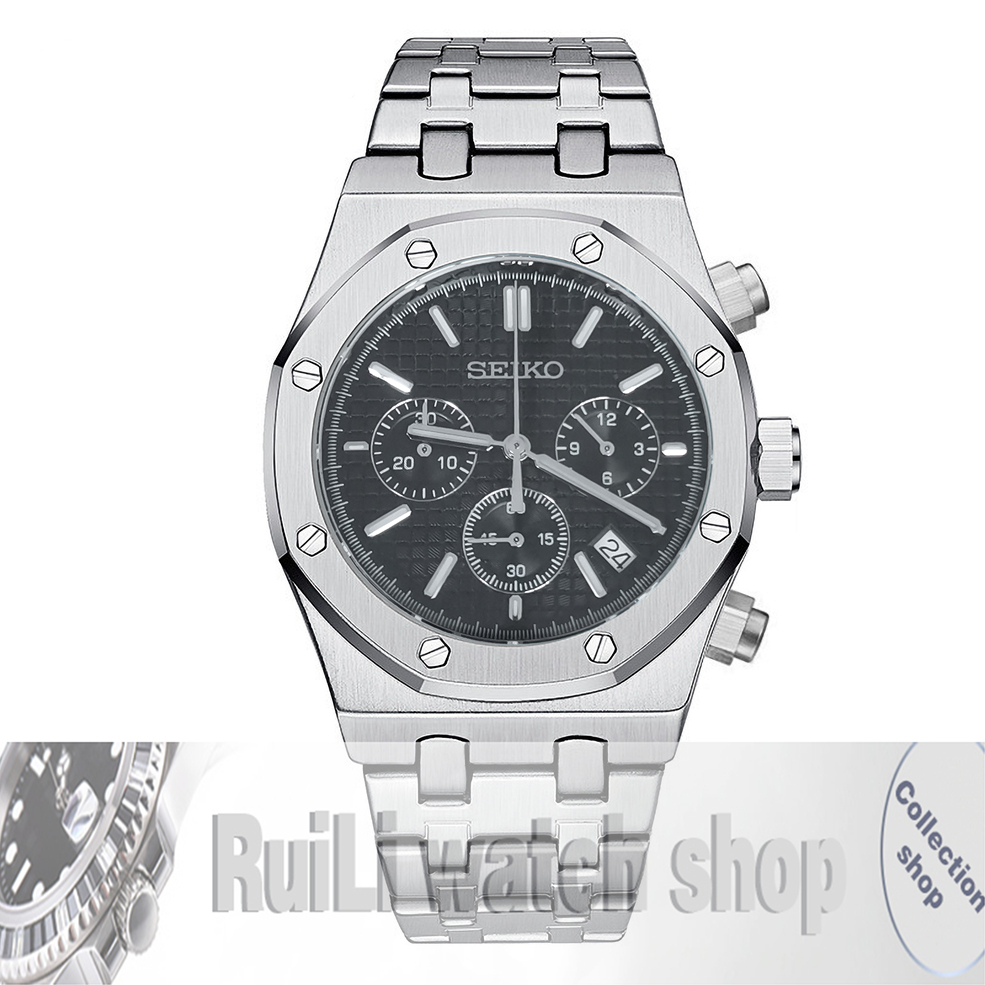 New Quartz Modified Watch Sapphire Flat Mirror Glass 40mm Stainless ...