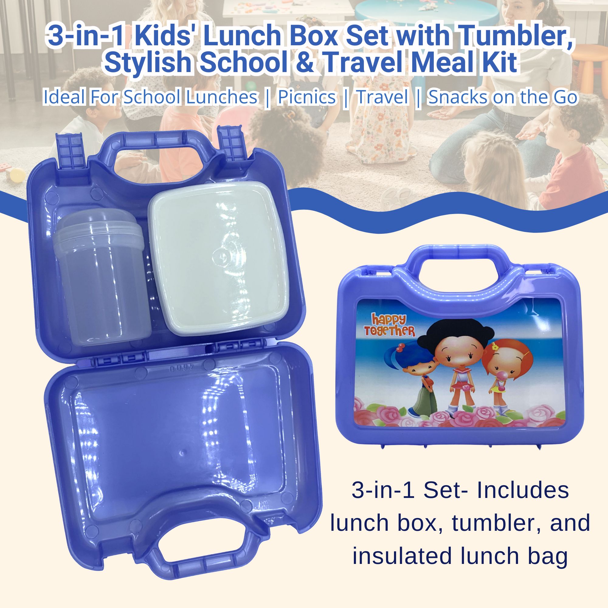 in 1 lunch box with tumbler kids lunch bag set food storage container ...