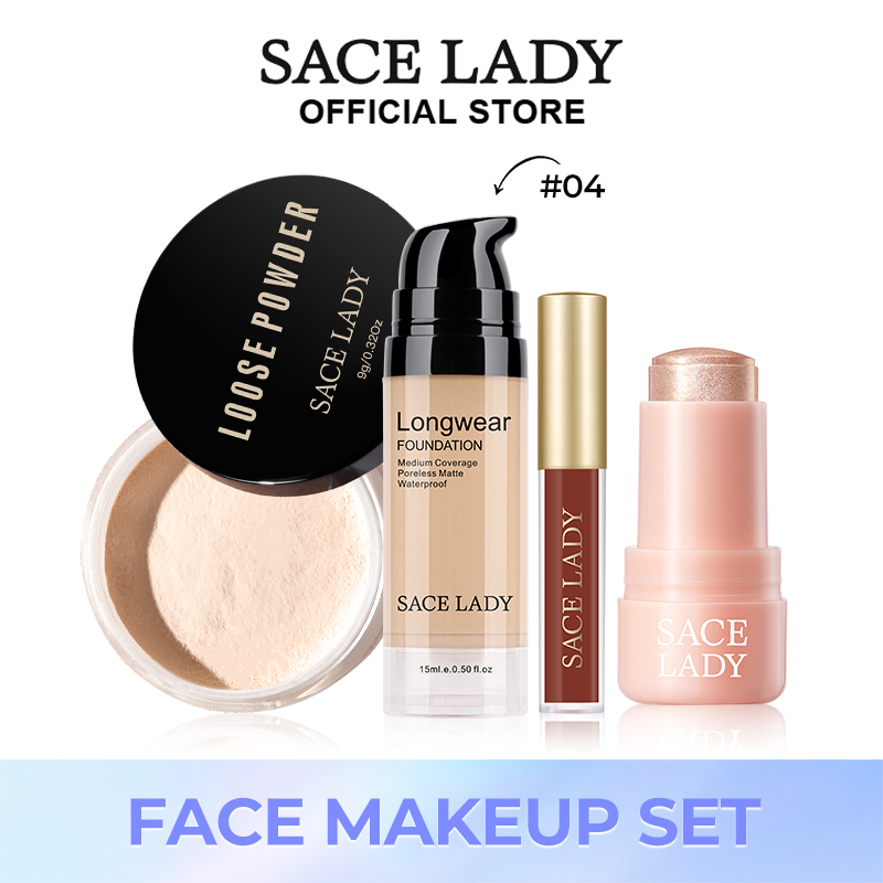 SACE LADY Face Makeup Set 4Pcs Matte Foundation Oil Control Loose ...