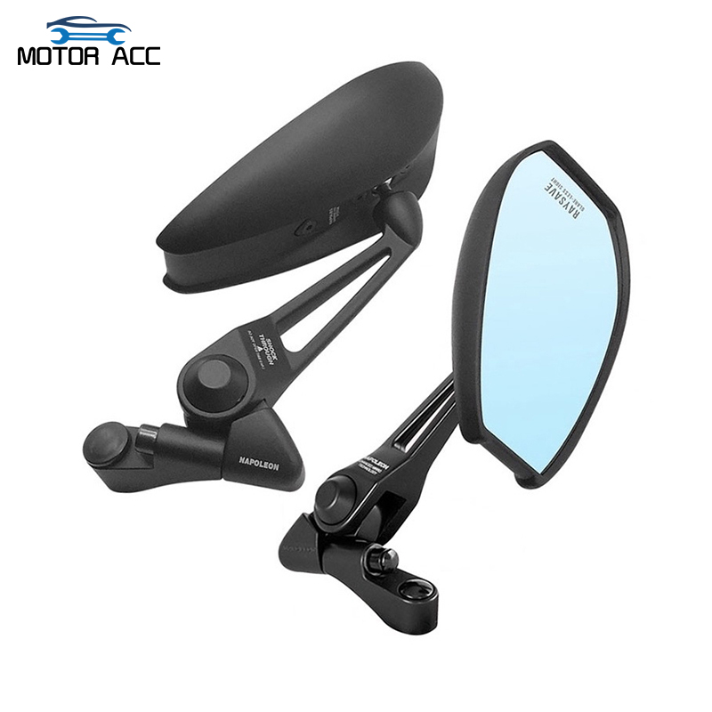 Motorcycle Street King Side Mirror Anti-glare Adjustable Blue/White ...