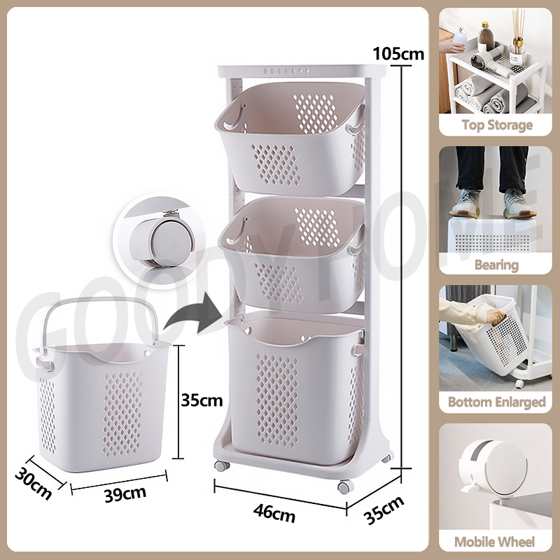 Goody Laundry Basket With Wheels Bathroom Clothes Storage Household ...