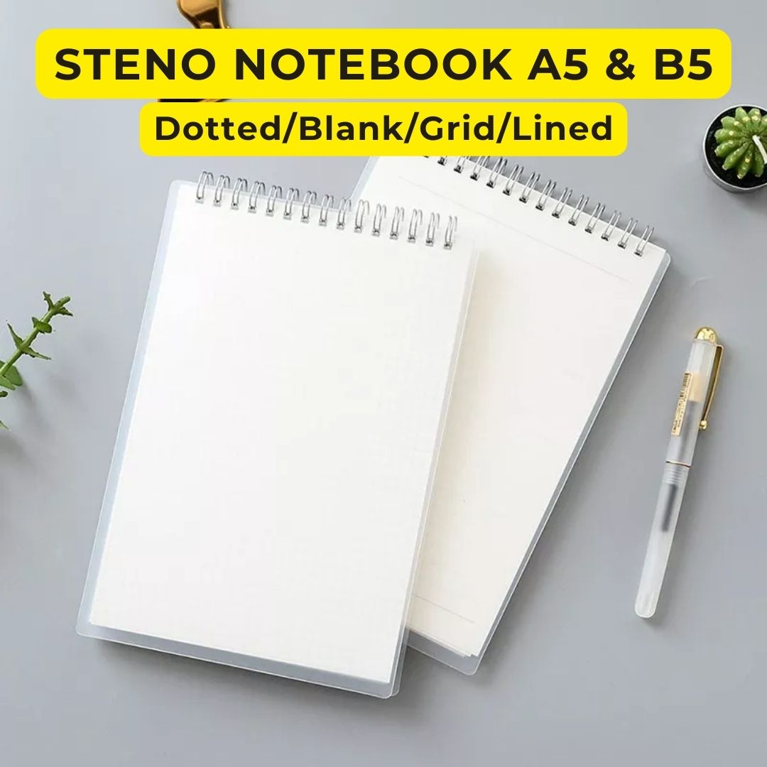Product Steno Notebook A5/B5 Dotted/Blank/Grid/Lined Page With Clear ...