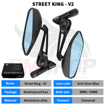 PMShop Street King Side Mirror v2 CNC Adjustable AOS3 Anti-Glare Blue ...
