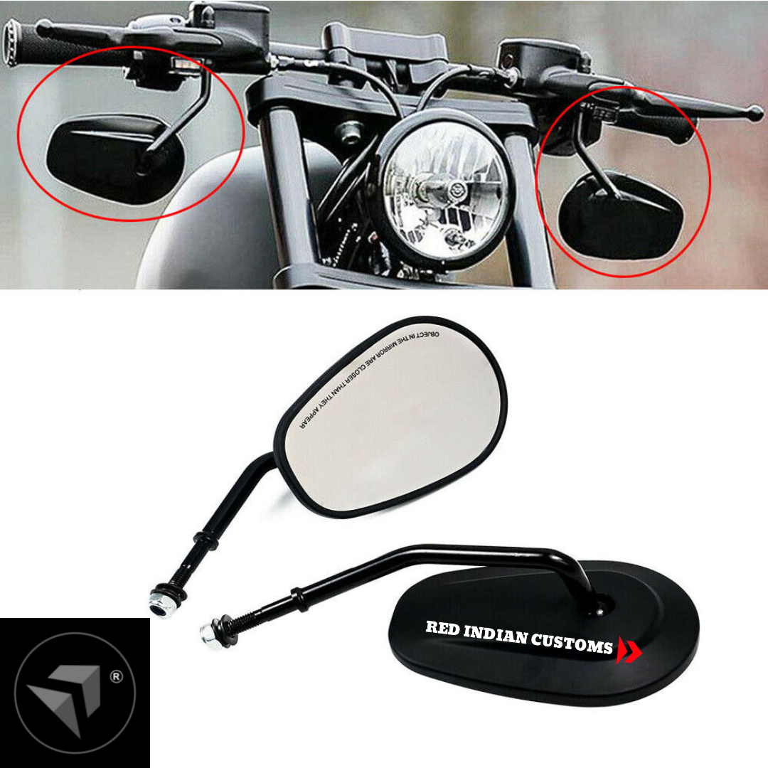 REAR VIEW - SIDE VIEW MIRRORS 5.3/4" LEAF SHAPE LONG STEM WITH ALUMINUM ...