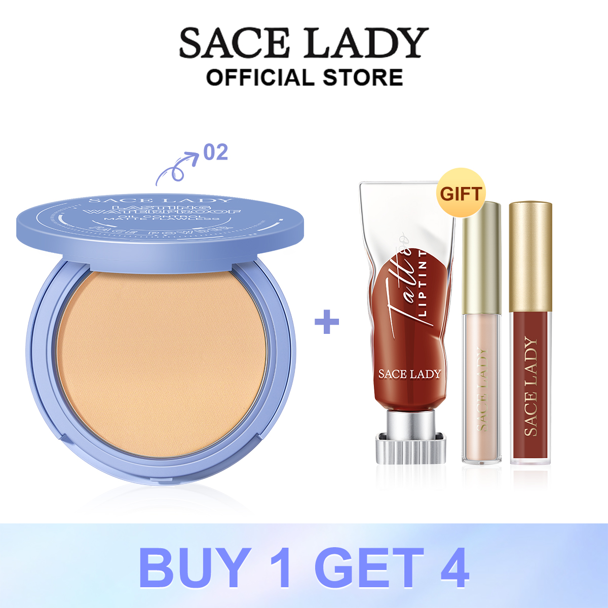 SACE LADY Long Waterproof Lasting Makeup Set 4PCS（Oil Control Pressed ...