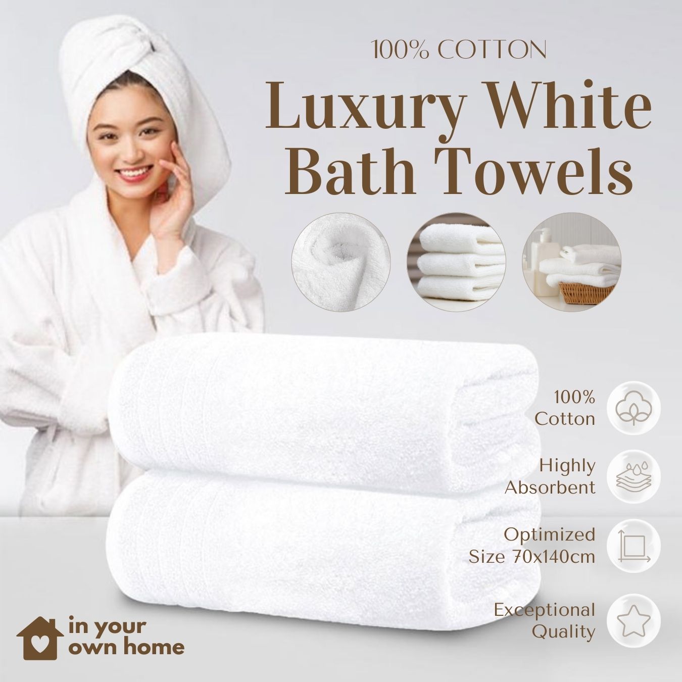 Product Luxury White Bath Towels – 100% Cotton, Heavy-Duty, Plush ...