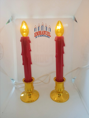 Emmanuel E-Candles Red Flameless Taper Candles using Yellow Pilot Bulb ...