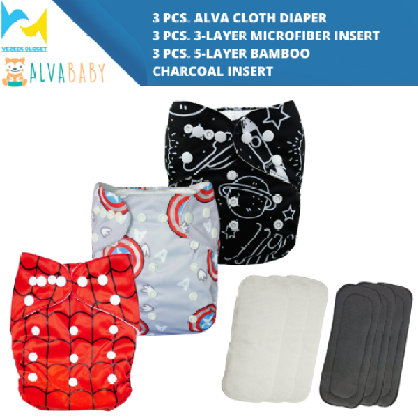 Alva 3 Sets with Bamboo Charcoal and Microfiber Insert PREPACKED