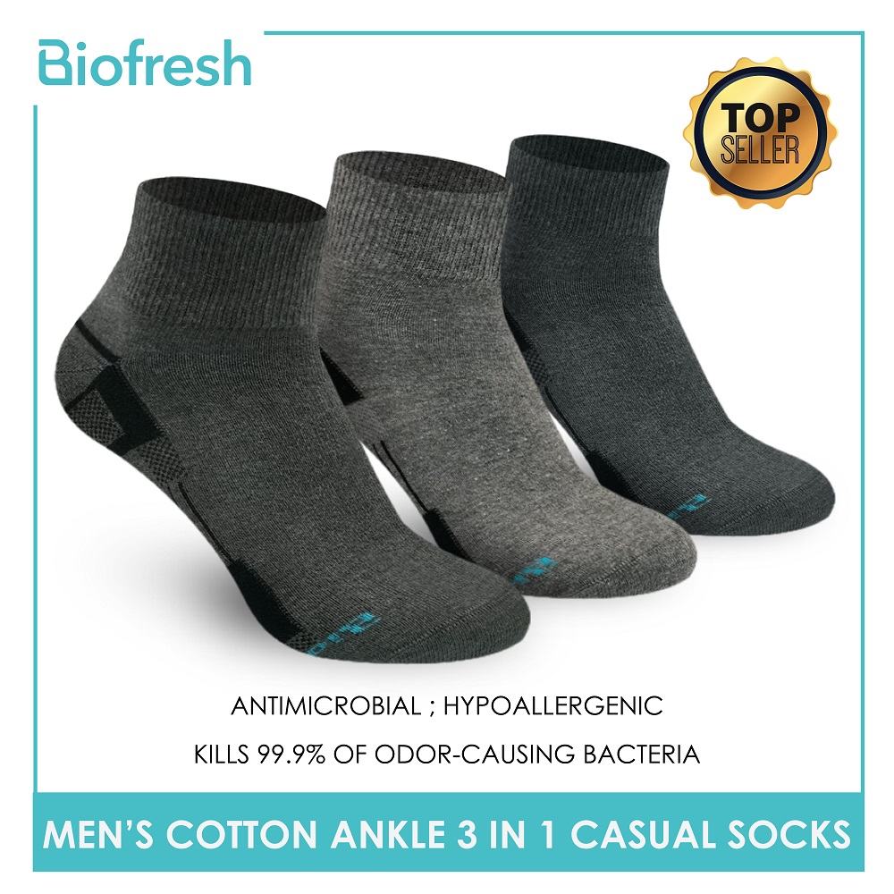 Biofresh RMCKG14 Men’s Antimicrobial Sweat Absorbent Ankle Lite Crew ...