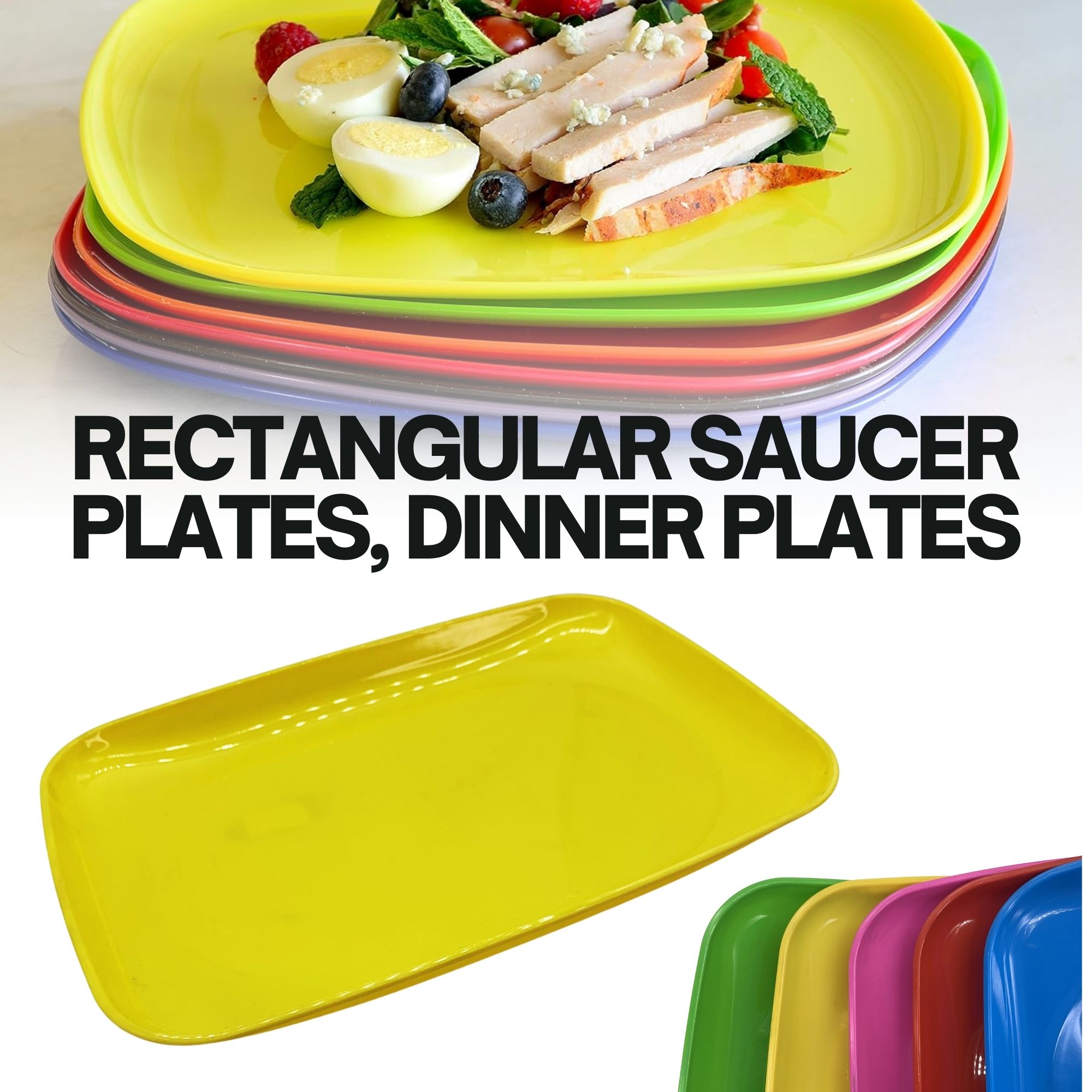 Product Rectangular Saucer Plate – Durable Plastic Serving Tray for ...