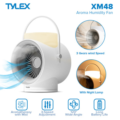 TYLEX XM48 Portable Aroma Humidity Fan 350mL Dual Misting Aromatherapy ...