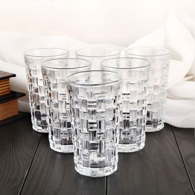 6PCS SK002 Drinking glass highquality transparent w/design milkcup ...