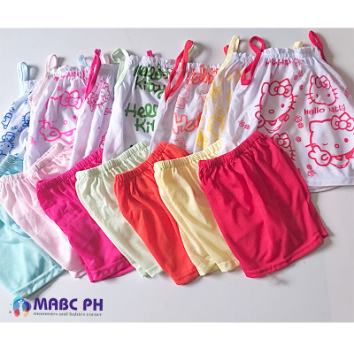 4 PAIRS Assorted Terno Set Sando and Short for Kids Girl Cotton ...
