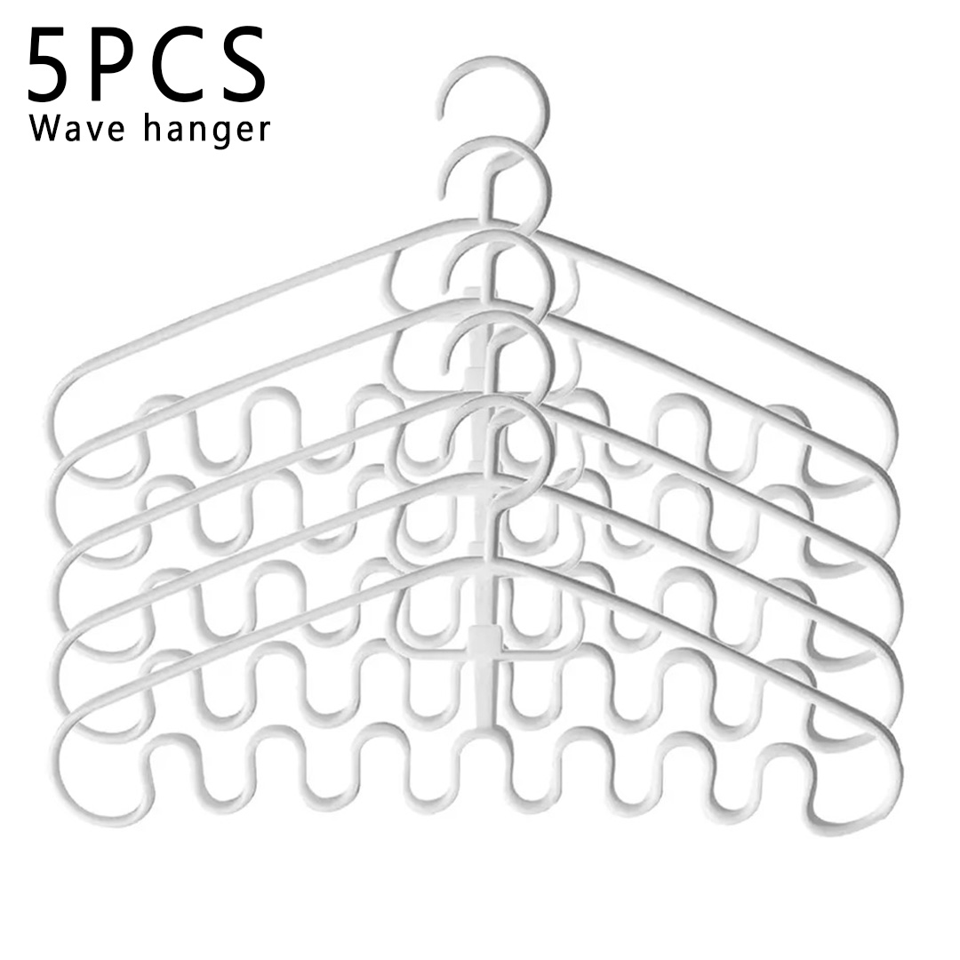 5pcs Wave hanger Non-slip Space Saving Plastic Closet Organizer Storage ...