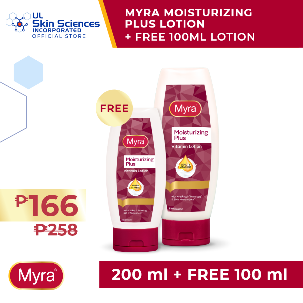 Myra Moisturizing Plus Lotion 200ml + FREE Myra Moisturizing Plus Lotion 100ml (Save Php 84)