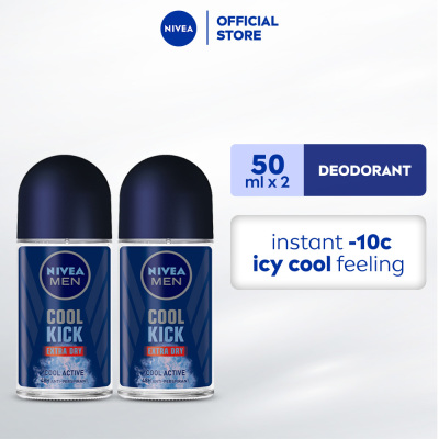 PACK OF 2 NIVEA Men Deodorant Cool Kick Antiperspirant Roll-on, 50ml
