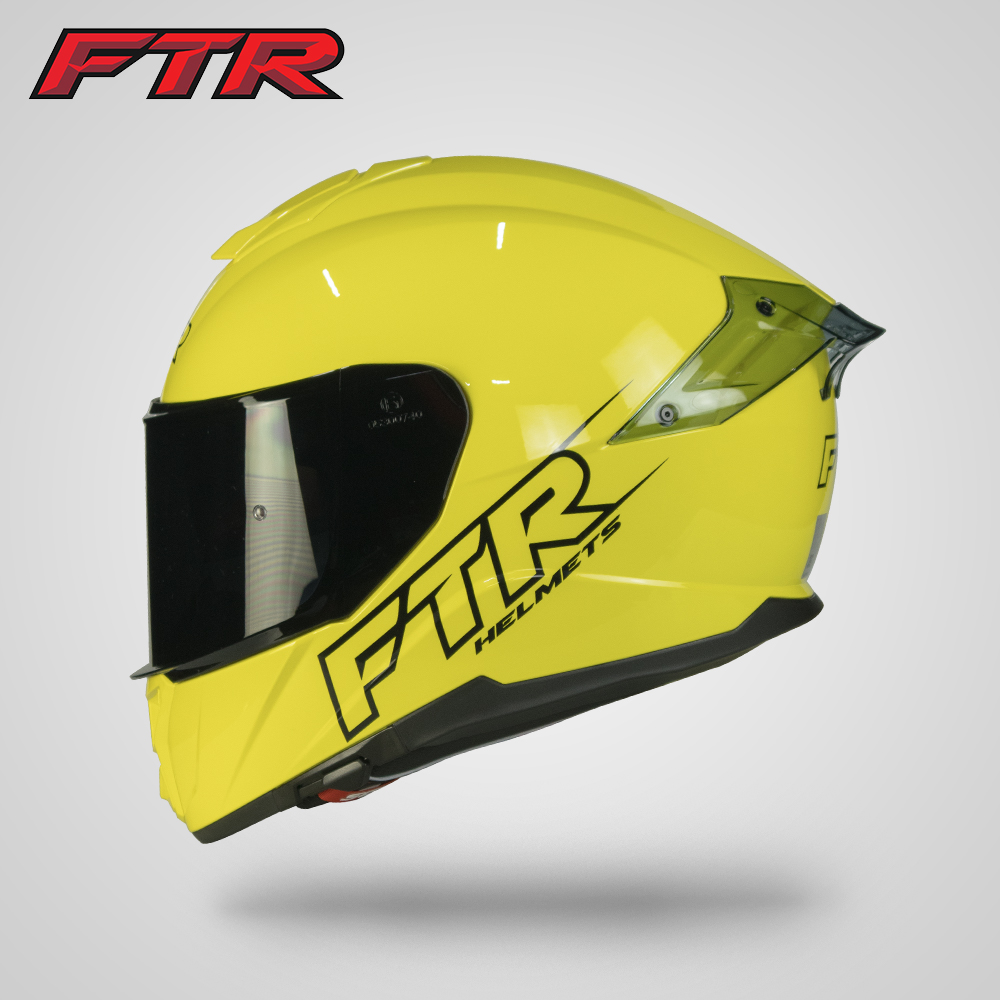 FTR Helmets XR2 Pro - Solid Glossy Yellow Full Face Dual Visor Helmet