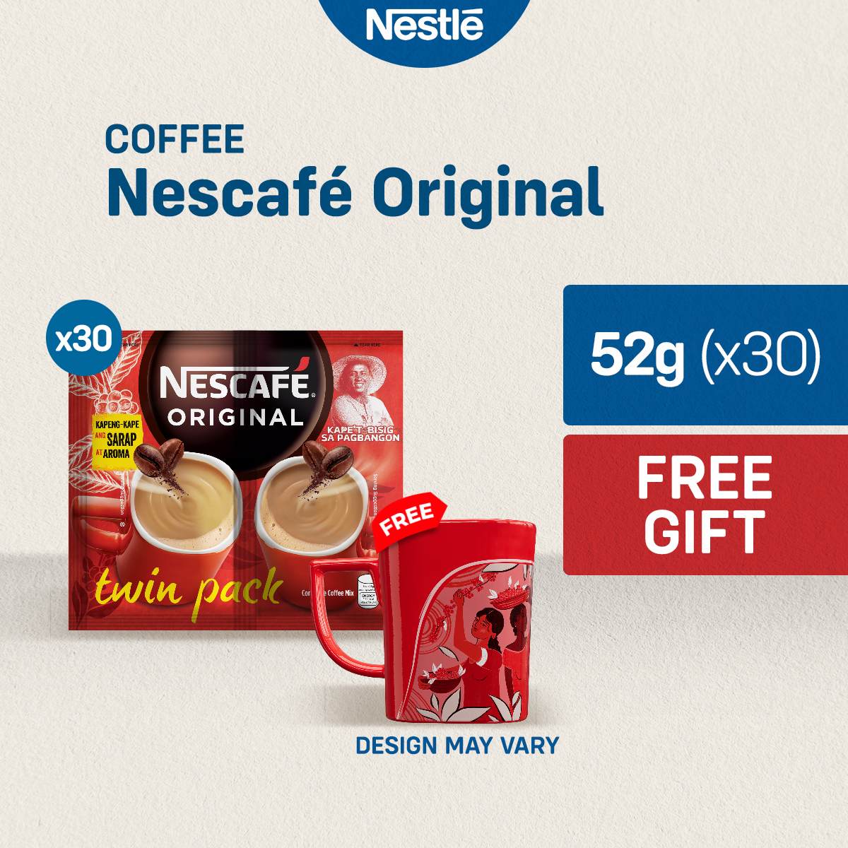 NESCAFÉ Original 3-in-1 Coffee Twin Pack 52g - Pack of 30 with FREE ...
