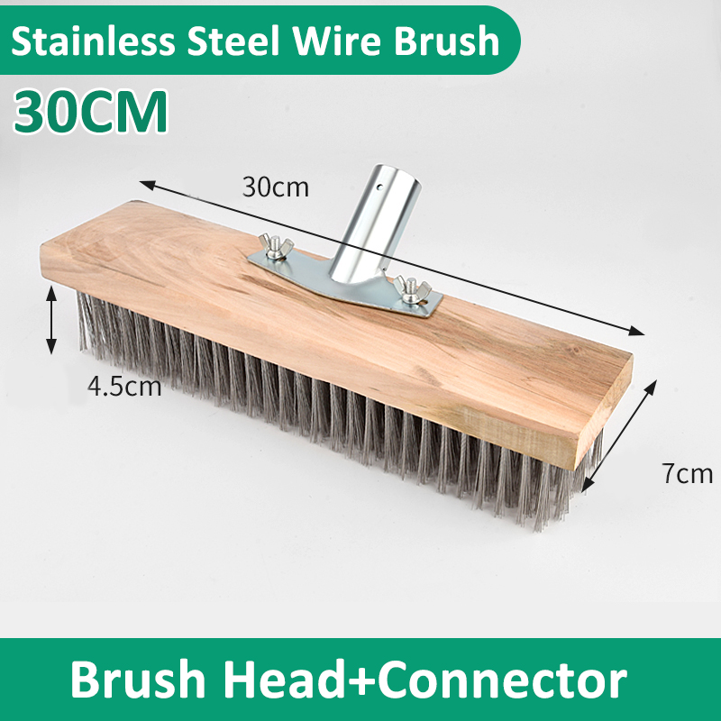 20/30/50cm Stainless steel brush wire floor brush 1.1m Solid Wood long ...