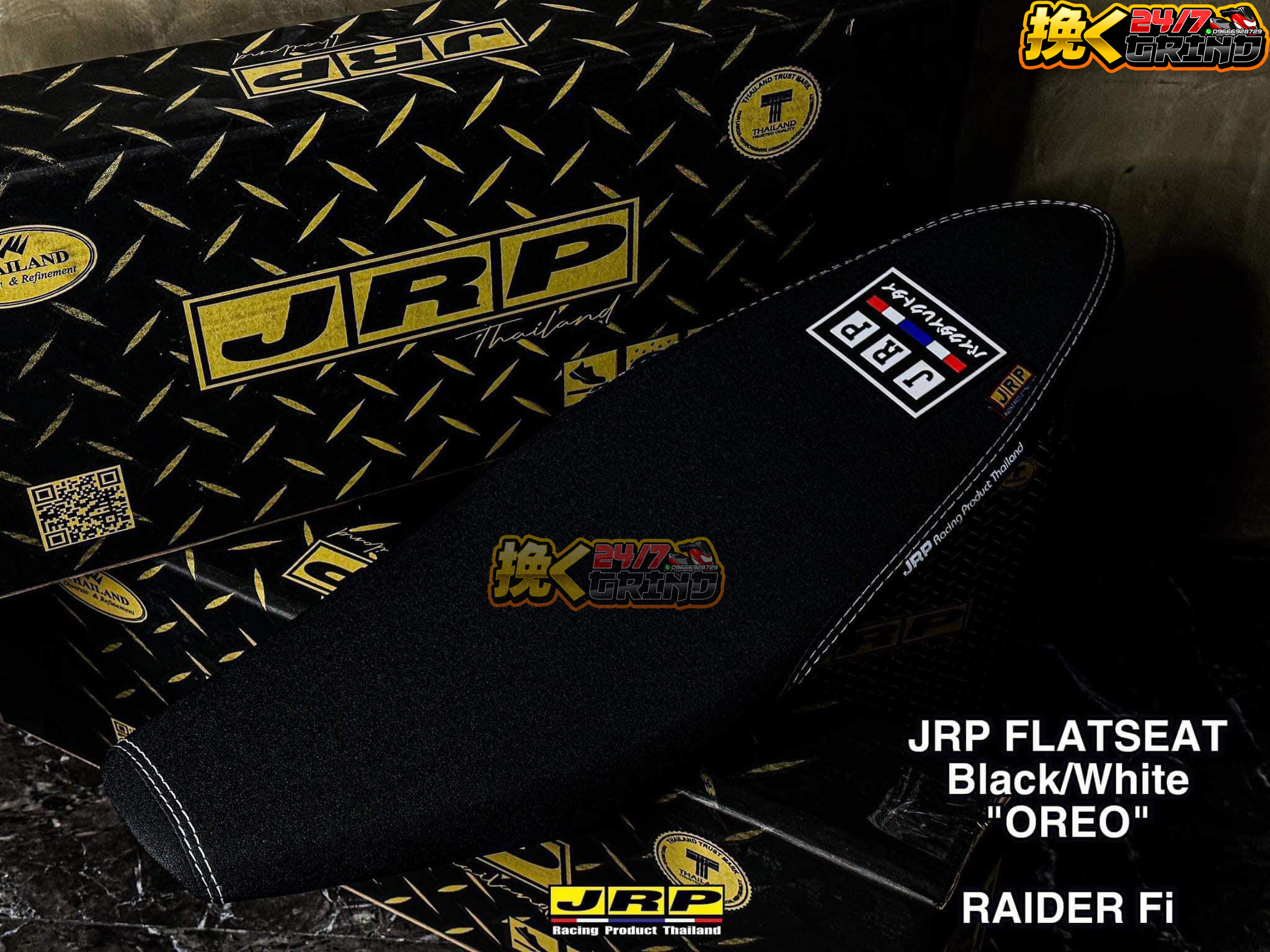 JRP FLAT SEAT FOR RAIDER FI / RAIDER CARB BLACK WHITE OREO