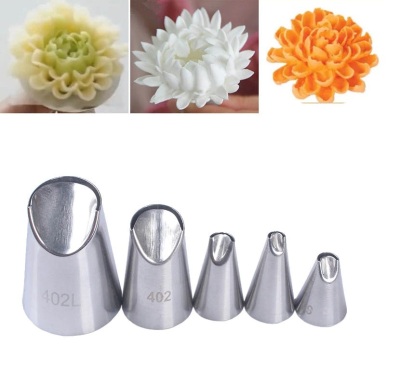 5Pcs/Set Chrysanthemum Flower Petal Icing Piping Nozzle Cake Decorating ...